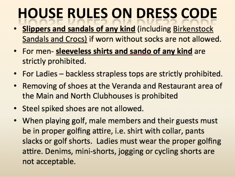 House Rules – Valley Golf and Country Club, Inc